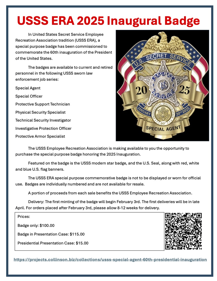 USSS ERA 2025 Inaugural Badge - United States Secret Service Association